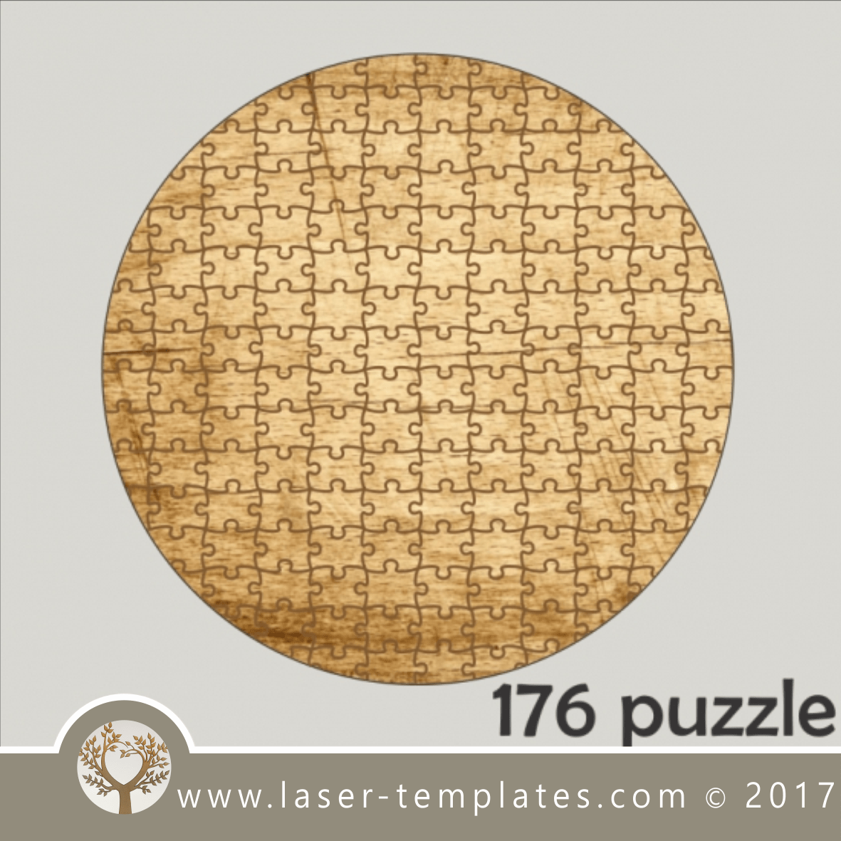 176 puzzle template, laser cut round puzzle pattern. Single line cut ...