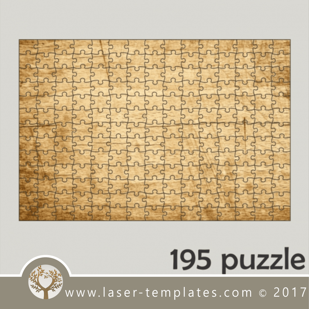 195 puzzle template, laser cut pattern. Single line cut design. Online ...