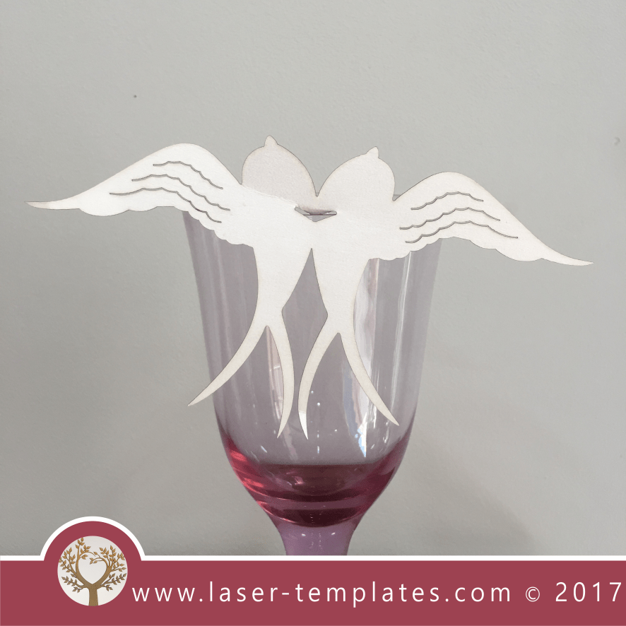 Laser Cut 2 Birds Glass Tag Template, Download Vector Designs Online ...