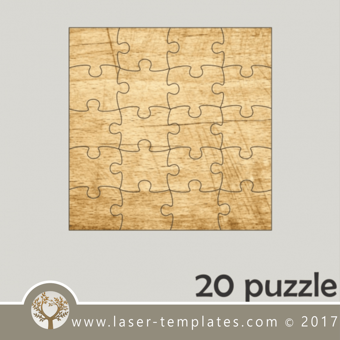 20 puzzle template, laser cut squire puzzle pattern. Single line cut ...