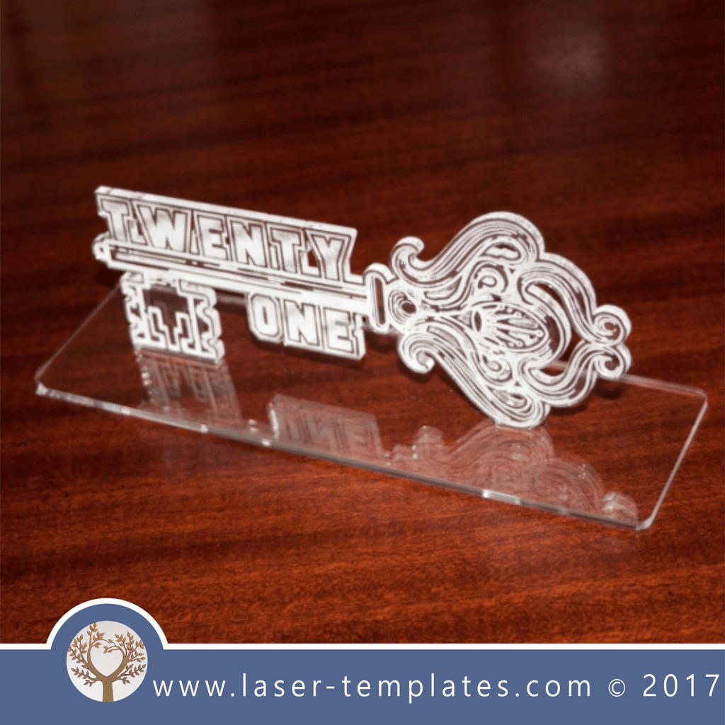 21st birthday key template. Laser cut online store – Laser Ready Templates