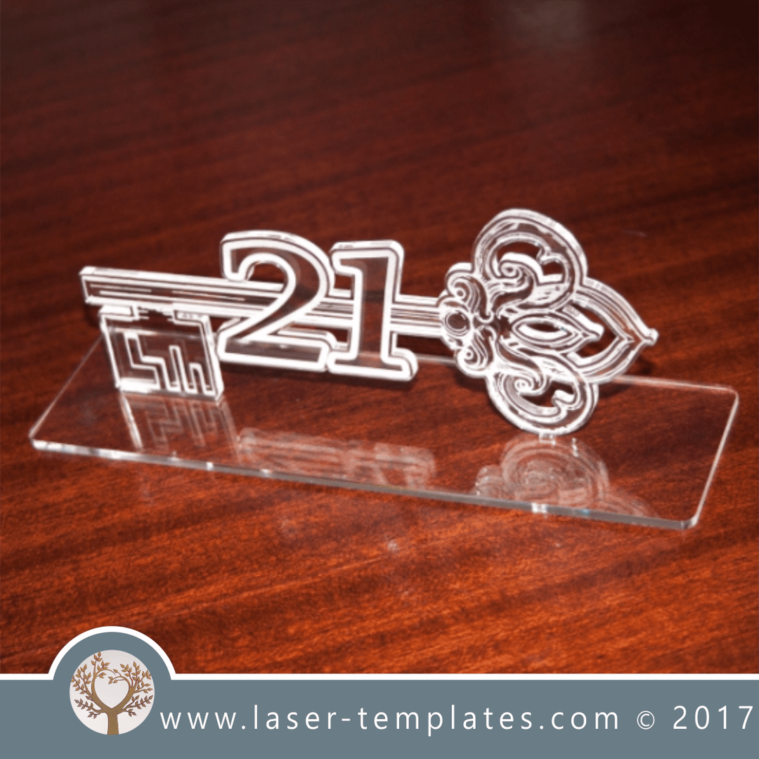 21st birthday key template. Laser cut online store – Laser Ready Templates