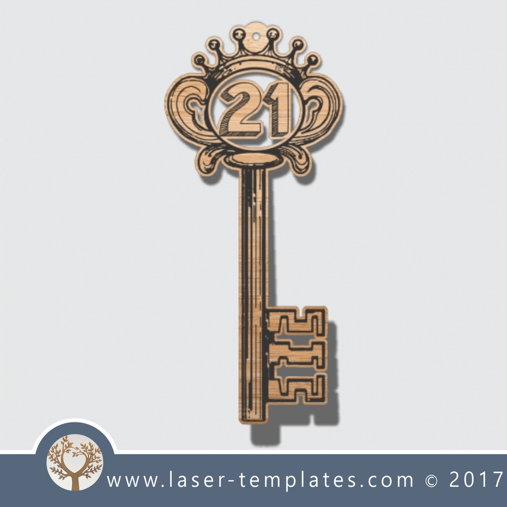 21st key template, wooden laser cut key. Online store download. – Laser ...