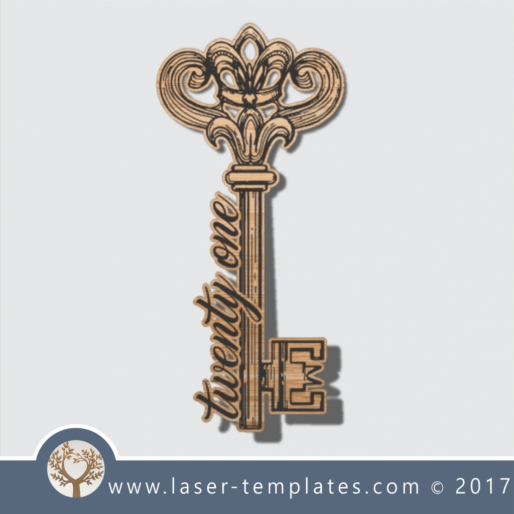 21st key template, wooden laser cut key. Online store download. – Laser ...