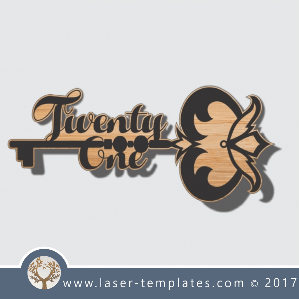 21st key template, wooden laser cut key. Online store download. – Laser ...