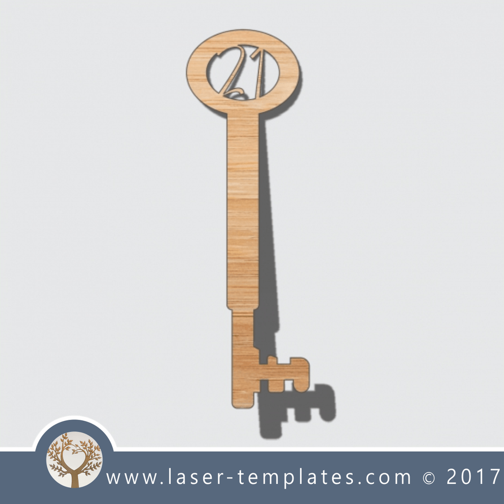 21st key template, wooden laser cut key. Online store download. – Laser ...