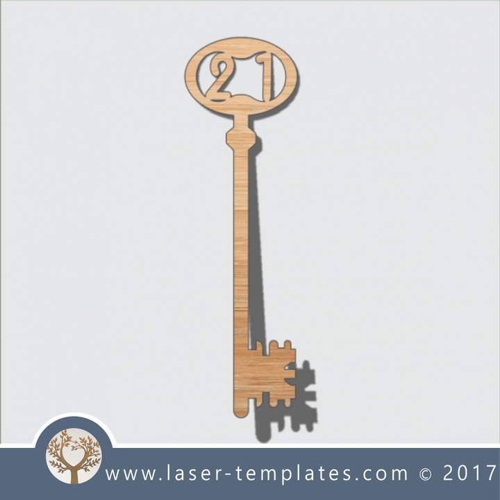 21st key template, wooden laser cut key. Online store download. – Laser ...