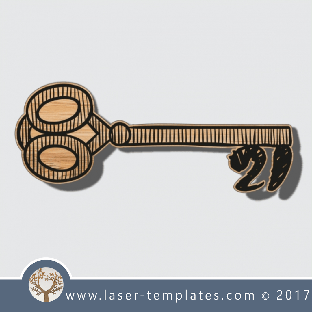 21st key template, wooden laser cut key. Online store download. – Laser ...
