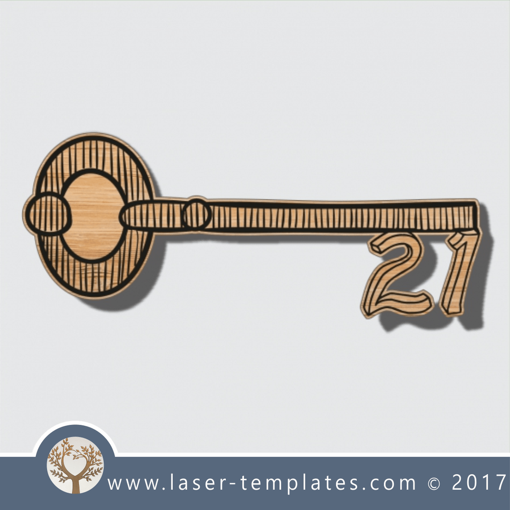 21st key template, wooden laser cut key. Online store download. – Laser ...