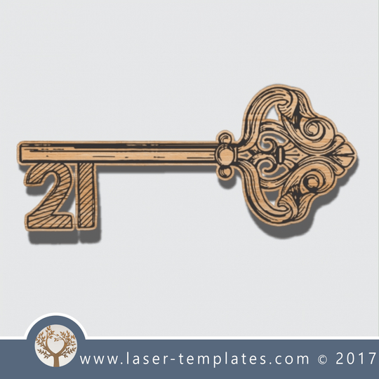 21st key template, wooden laser cut key. Online store download. – Laser ...