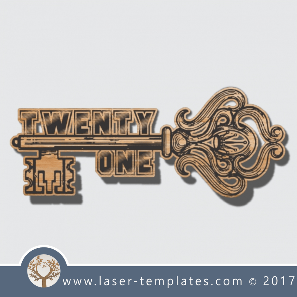 21st key template, wooden laser cut key. Online store download. – Laser ...