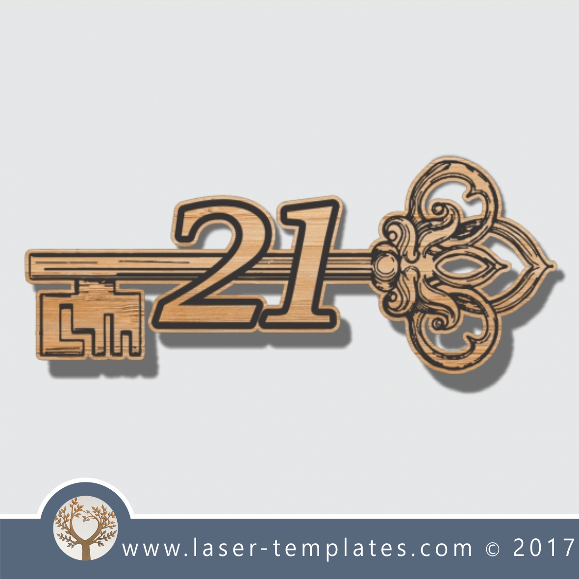 21st key template, wooden laser cut key. Online store download. – Laser ...