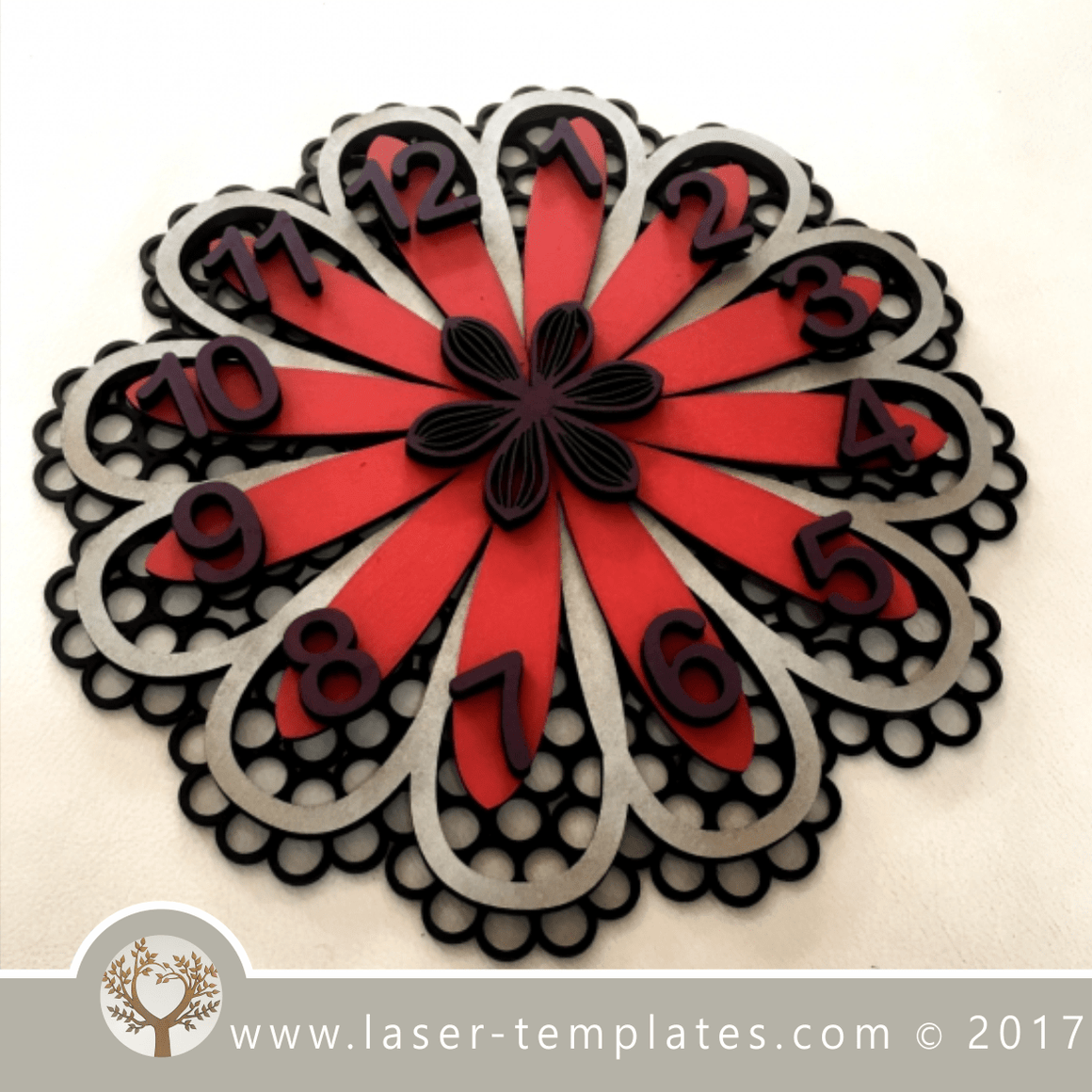 Layer laser cut clock design template, online desing store downloads ...