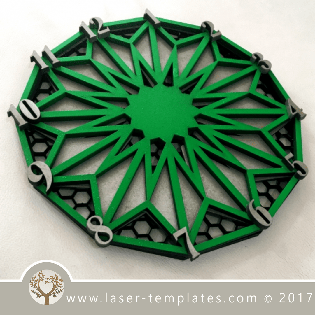 Layer laser cut clock design template, online desing store downloads ...
