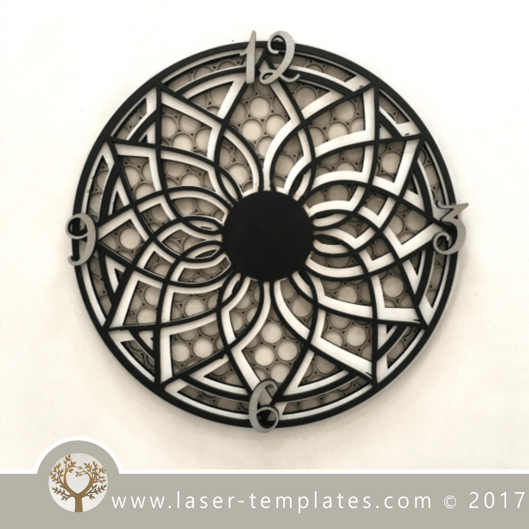 Layer laser cut clock design template, online desing store downloads ...
