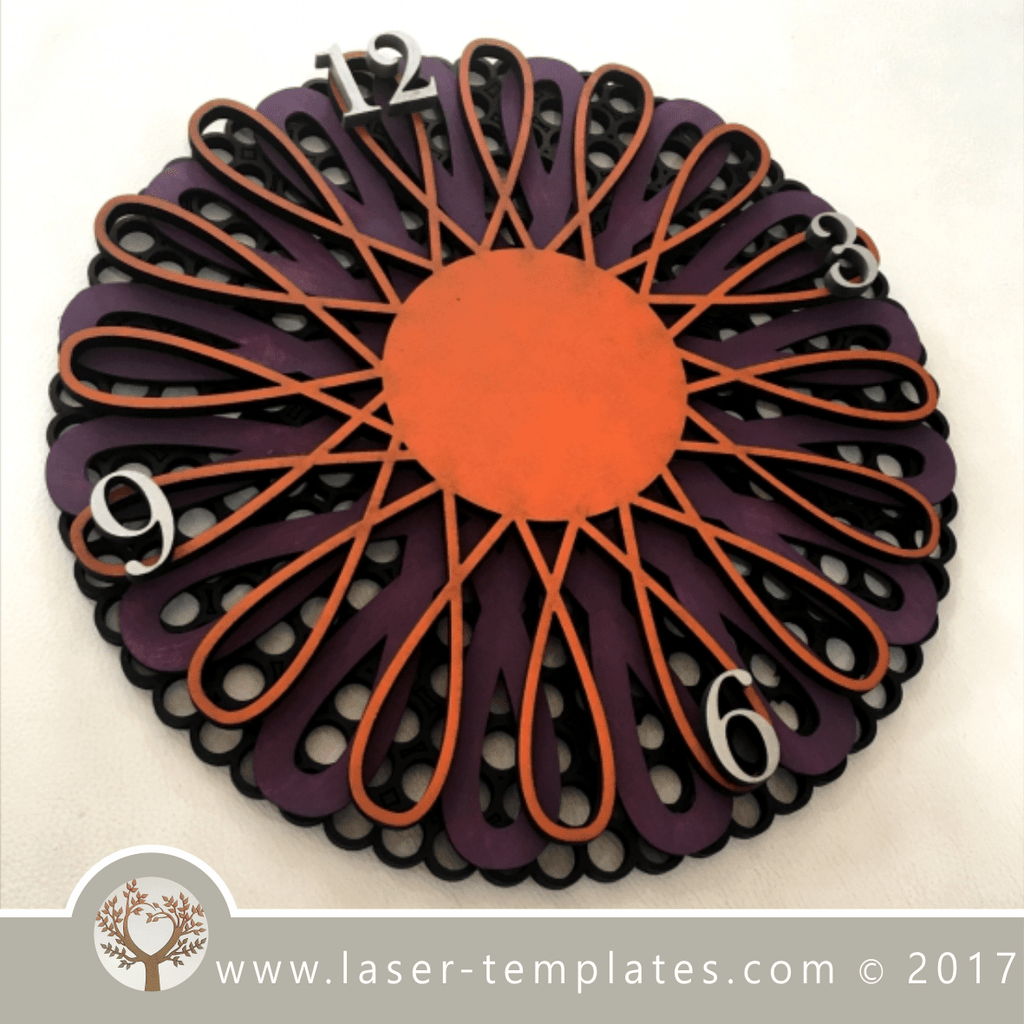Layer laser cut clock design template, online desing store downloads ...