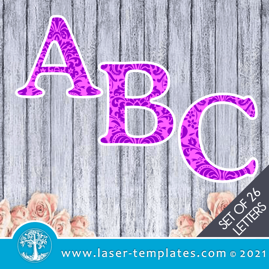Laser cut template for 3 Layered Flower Letters – Laser Ready Templates