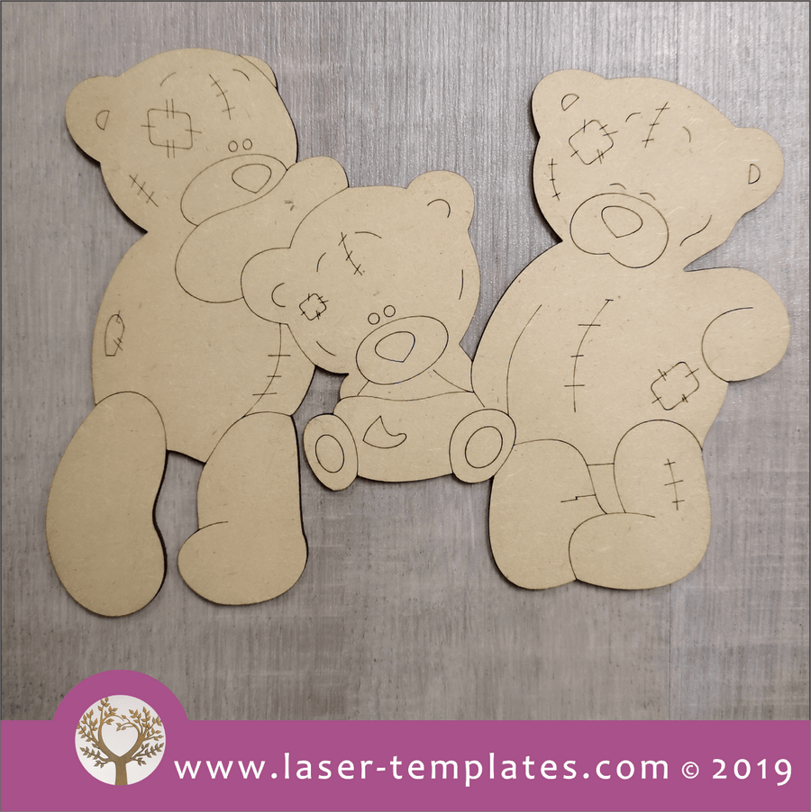 Laser cut template for 3 Teddy Bears – Laser Ready Templates