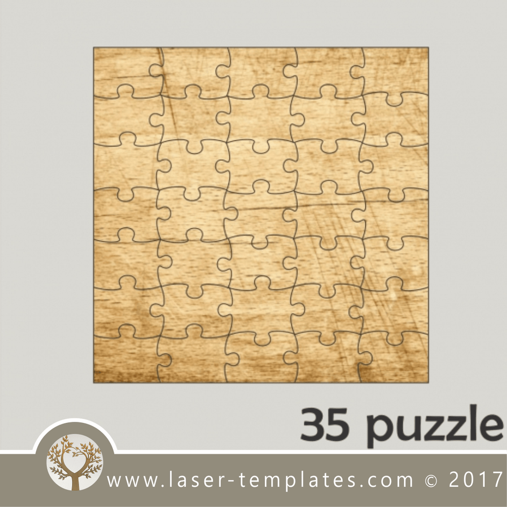 35 puzzle template, laser cut squire puzzle pattern. Single line cut ...