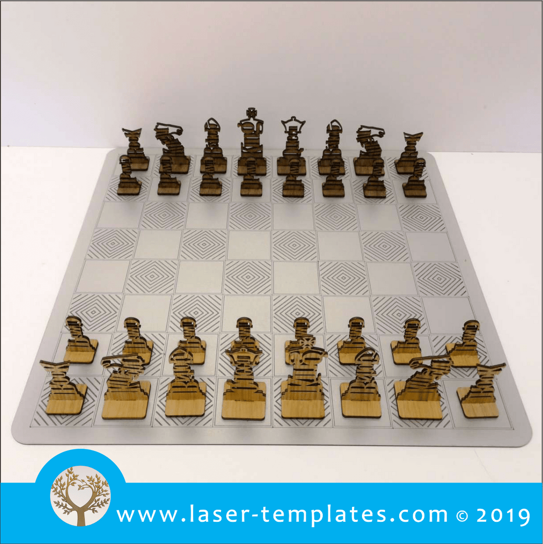 Laser cut template for 3D 3mm Chess Set and Board – Laser Ready Templates