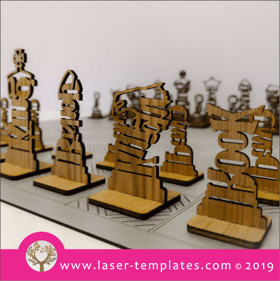 Laser cut template for 3D 3mm Chess Set and Board – Laser Ready Templates