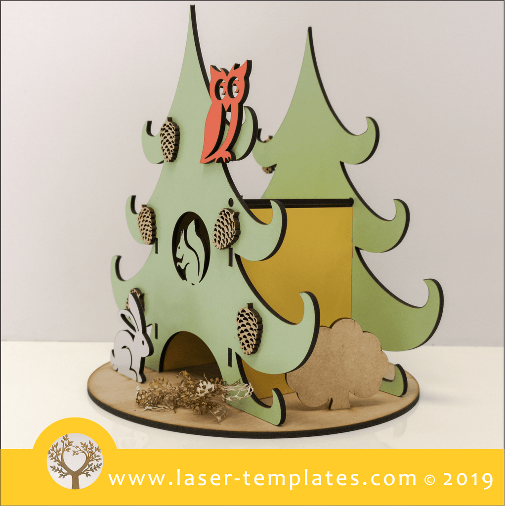Laser cut template for 3D 3mm Pine Cone Tree Box – Laser Ready Templates