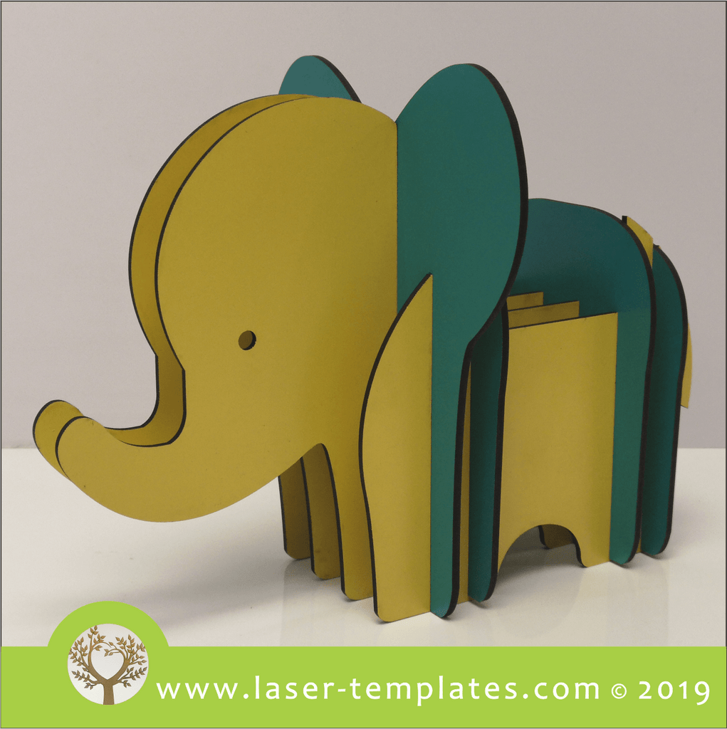 Laser cut template for 3D Kids elephant 2 – Laser Ready Templates