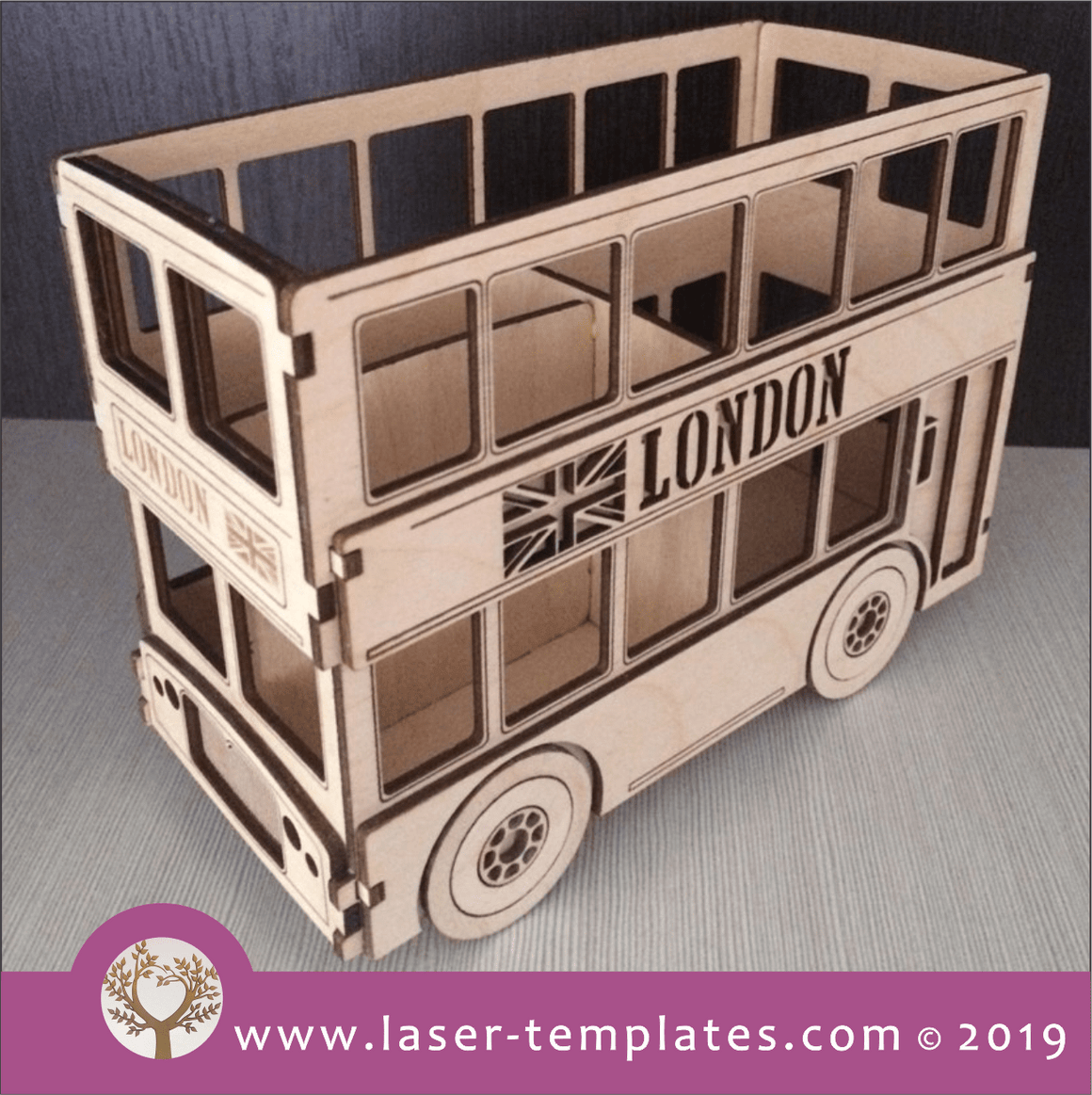 Laser cut template for 3D London Bus – Laser Ready Templates
