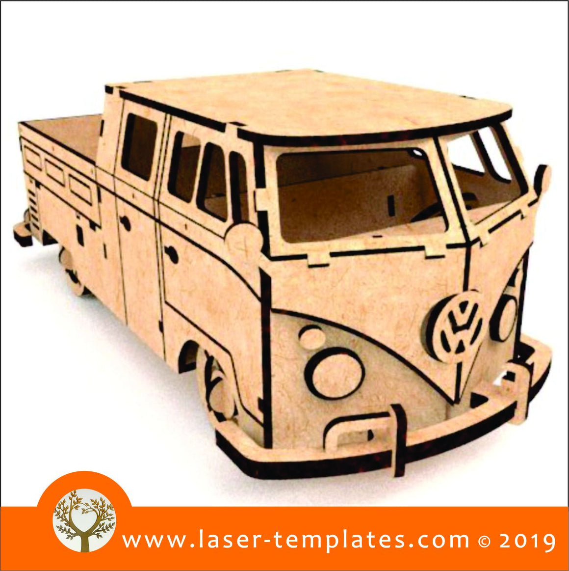Laser cut template for 3D VW Hippy Pickup Bus – Laser Ready Templates
