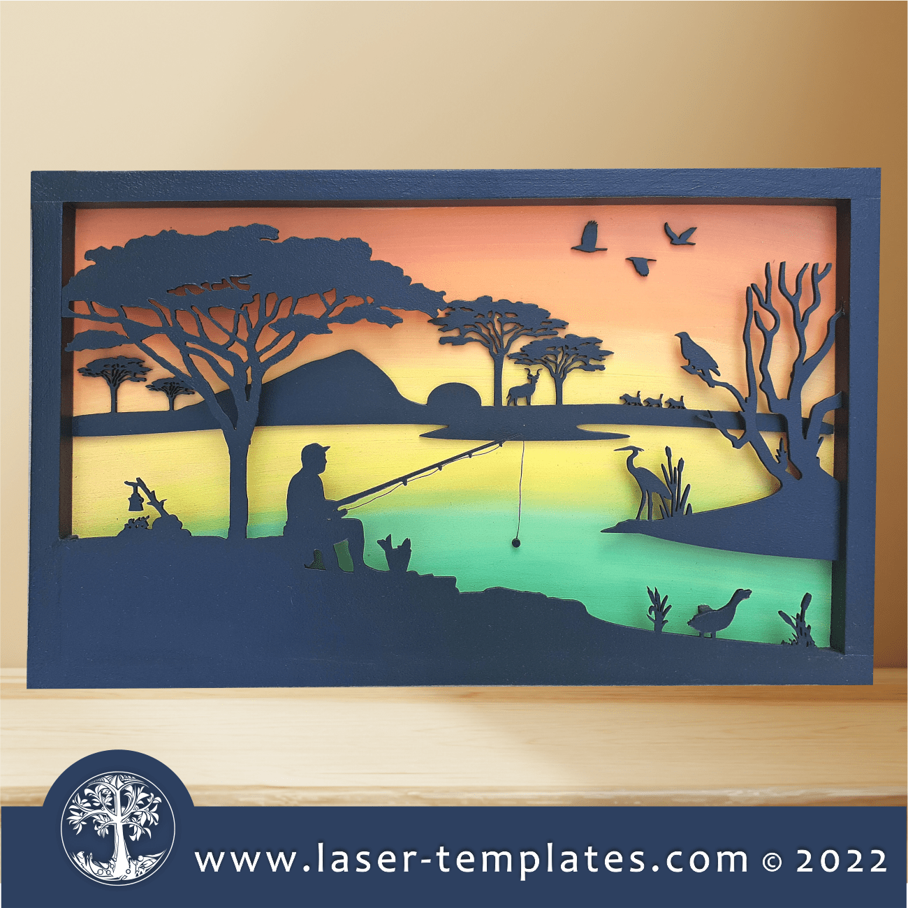 3D Wall Art - Fishing 1 – Laser Ready Templates