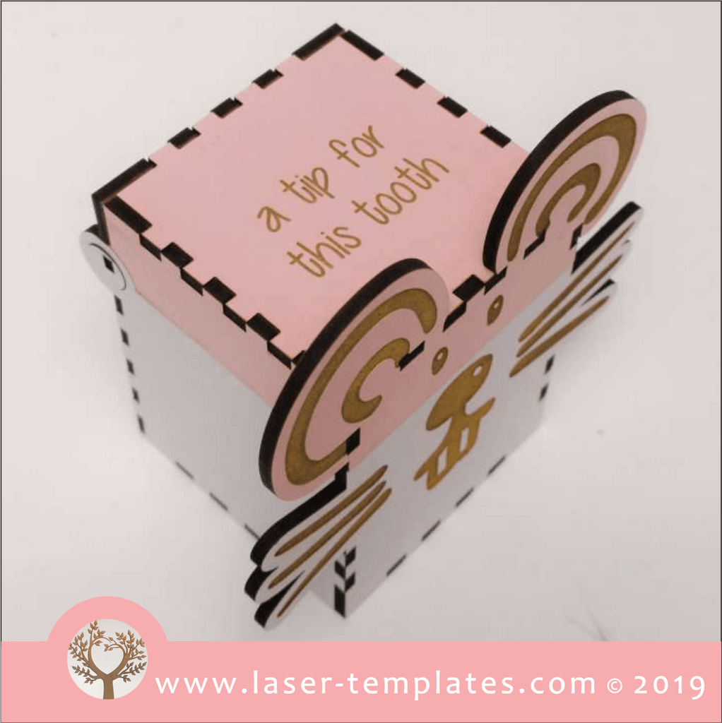 Laser cut template for 3mm 3D Kids Tooth Fairy - Mouse Box - English ...