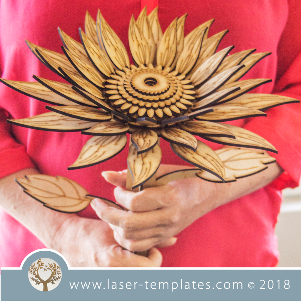 Laser Cut 3mm 3D Sunflower Template. Shop designs online – Laser Ready ...