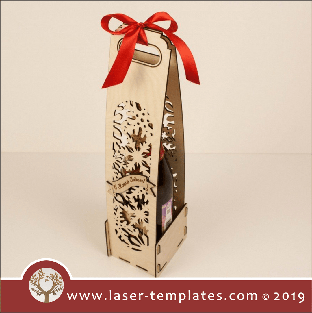 Laser cut template for Christmas Wine Box – Laser Ready Templates