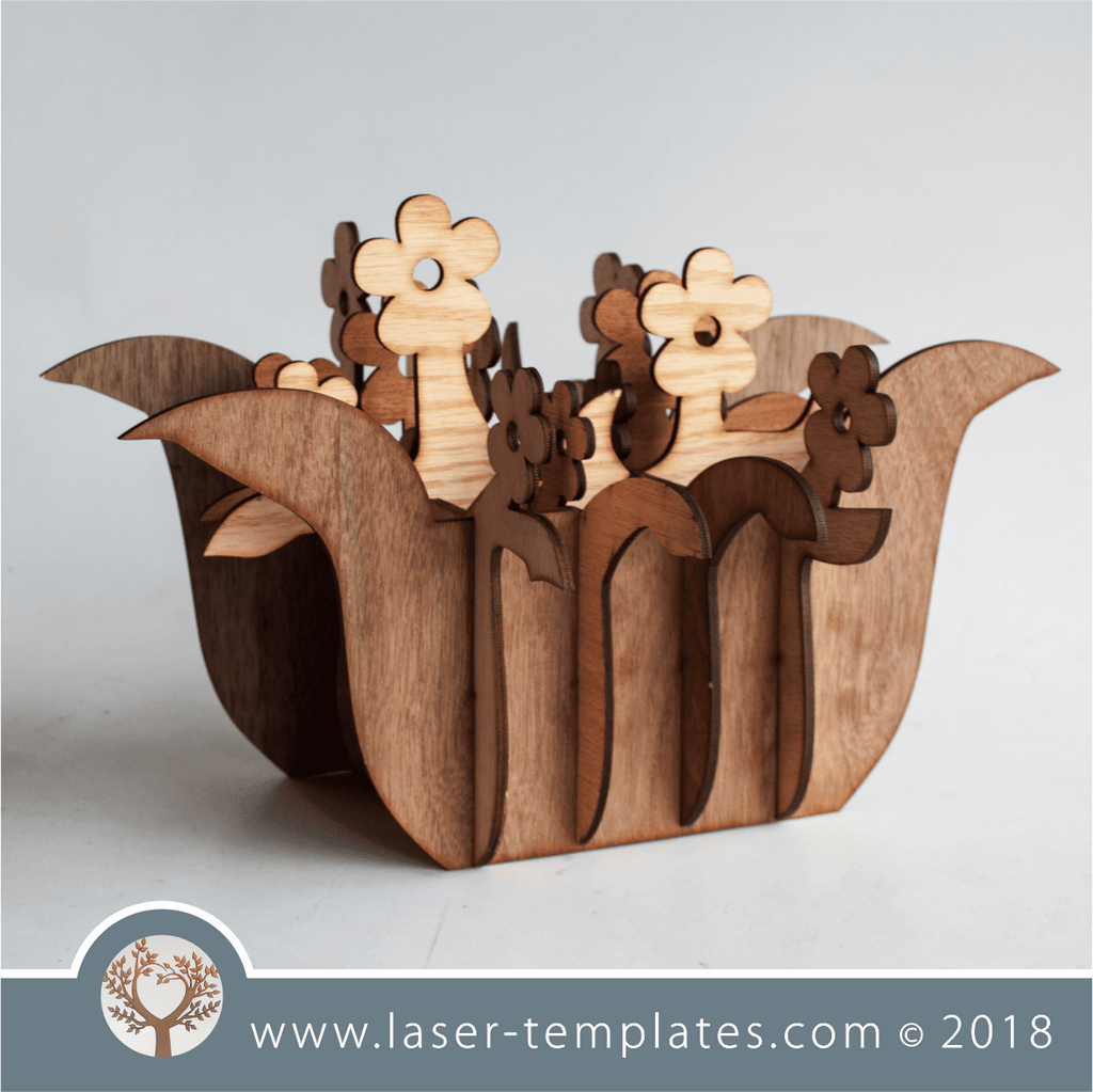 Laser cut template 3mm Decorative Flower Pot – Laser Ready Templates