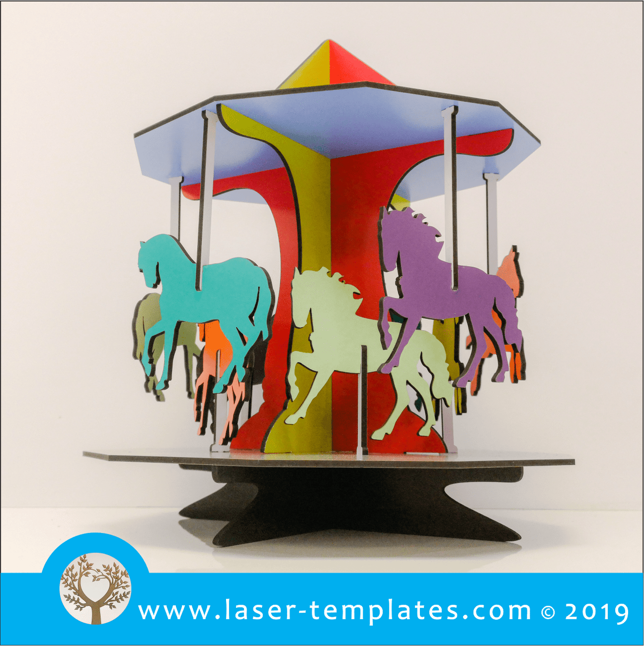 Laser cut template for 3mm Horse Carnival Carousel – Laser Ready Templates