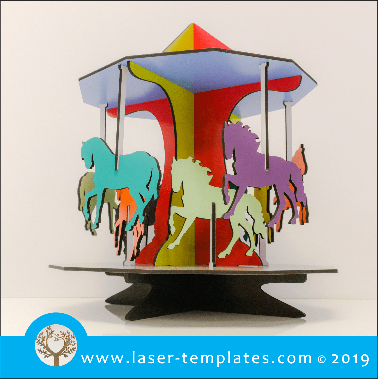 Laser cut template for 3mm Horse Carnival Carousel – Laser Ready Templates
