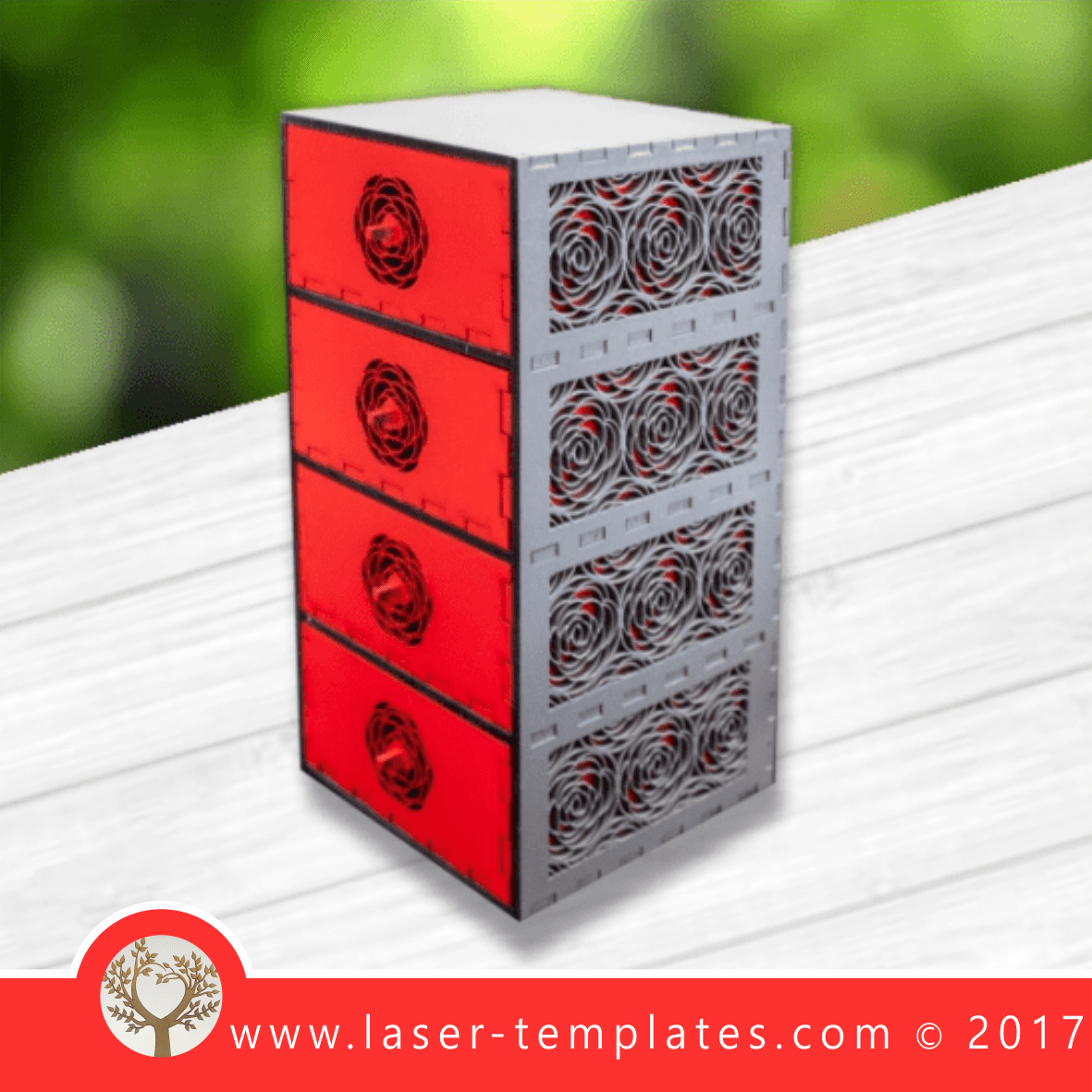 4 Draw wooden box template, laser cut online design store – Laser Ready ...