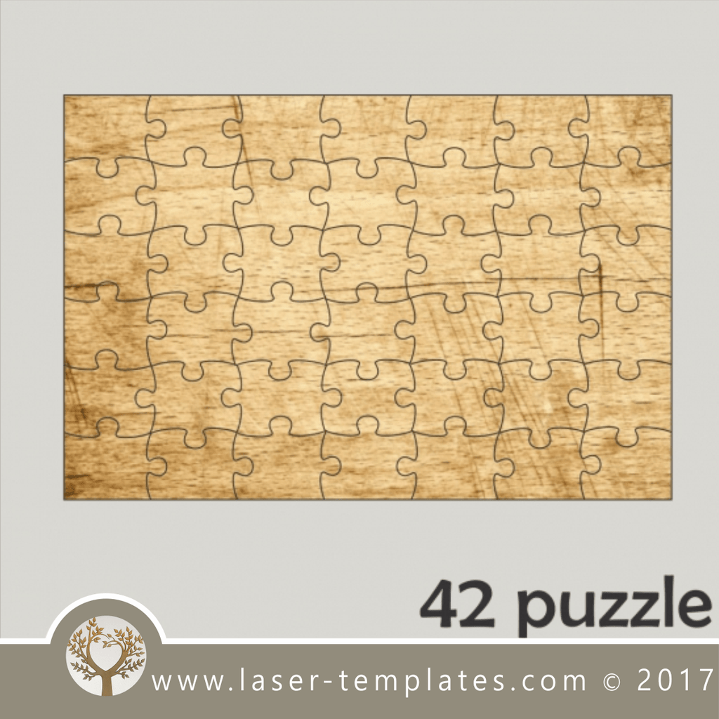 42 puzzle template, laser cut pattern. Single line cut design. Online ...