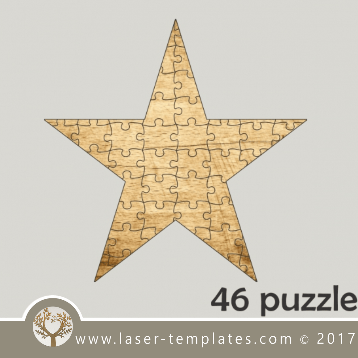 46 puzzle template, laser cut star shaped puzzle pattern. Single line ...