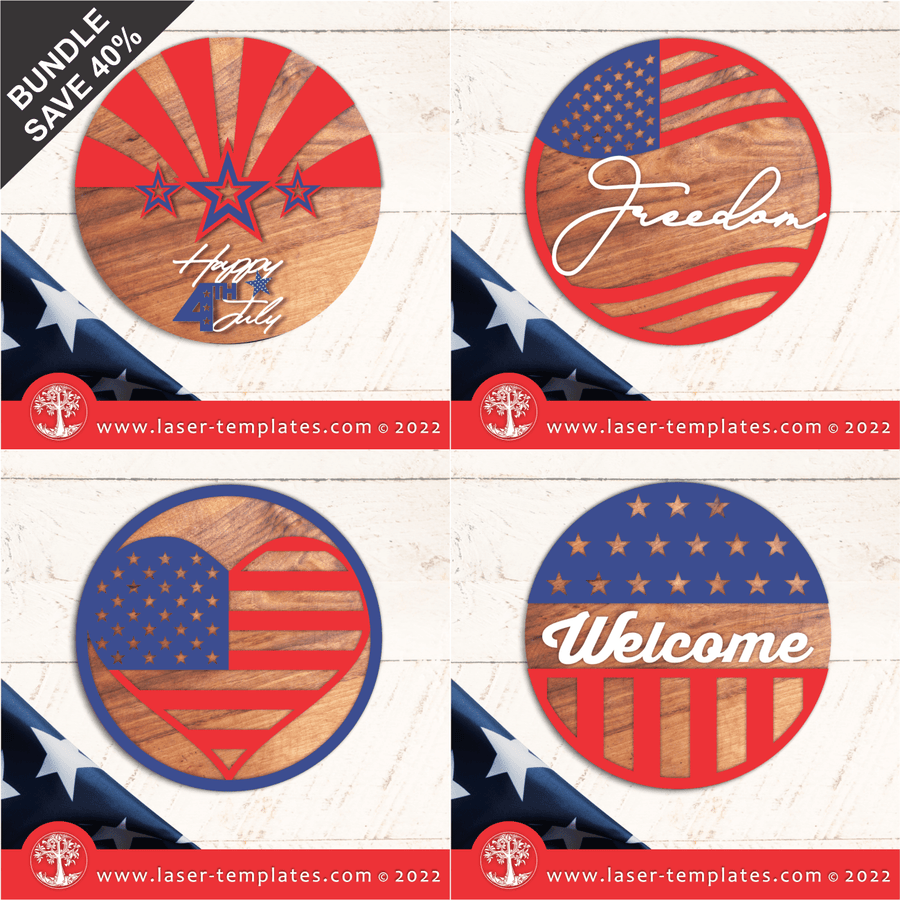 Laser Cut Ready Template for 4th of July Coaster Set of 6 – Laser Ready ...