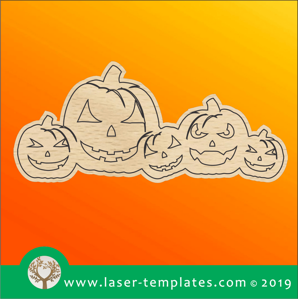 Laser cut template for 5 Halloween Pumpkins – Laser Ready Templates