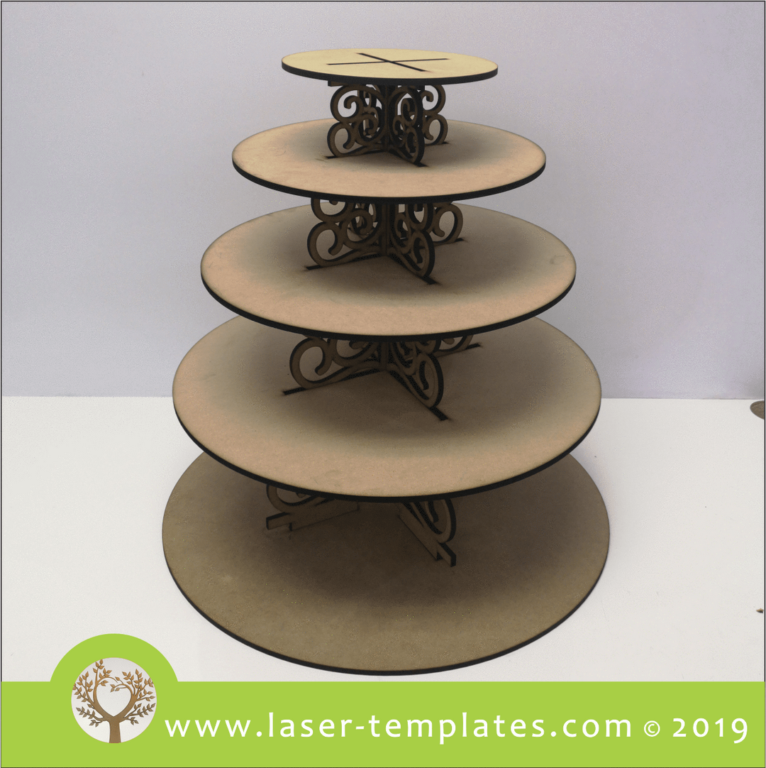 Laser cut template for 6mm 5 Tier Cupcake Stand – Laser Ready Templates