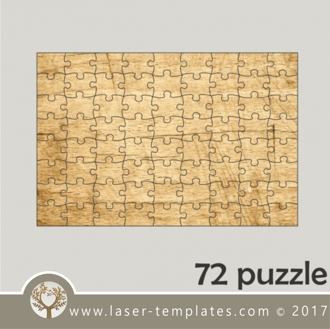 72 puzzle template, laser cut pattern. Single line cut design. Online ...