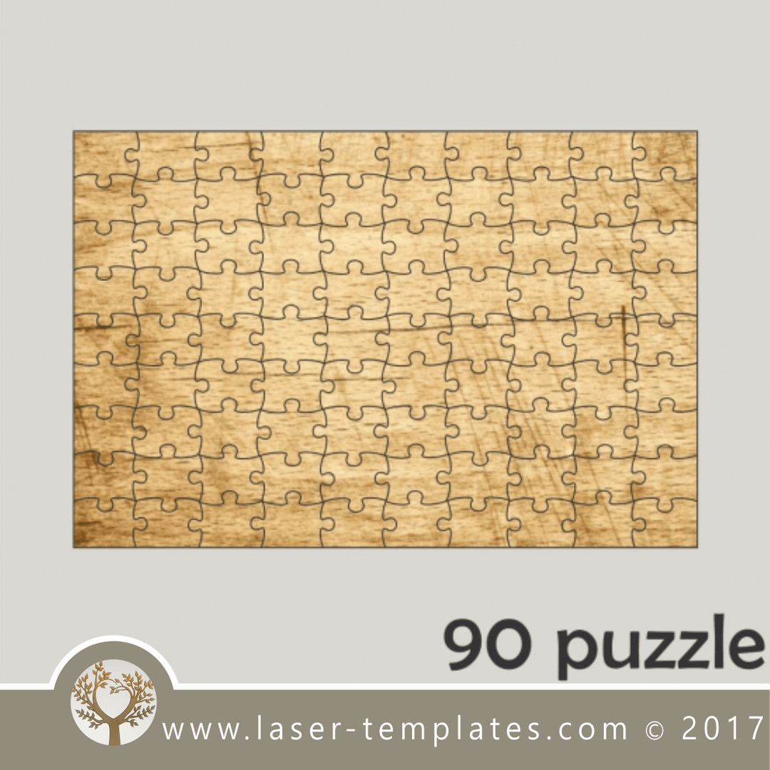 90 puzzle template, laser cut pattern. Single line cut design. Online ...