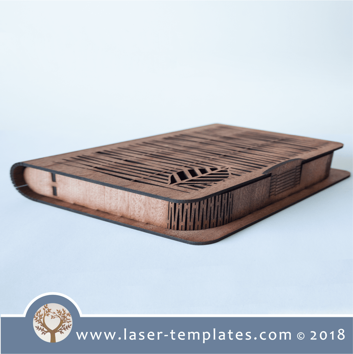Laser Cut A4 hinge clip box with leaf pattern template – Laser Ready ...
