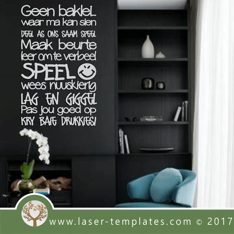 Laser Cut Afrikaans "Geen Baklei" Wall Quote, Download Vector Designs ...