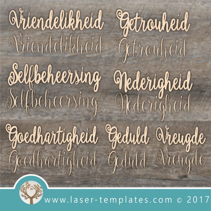 Afrikaans Words – Laser Ready Templates