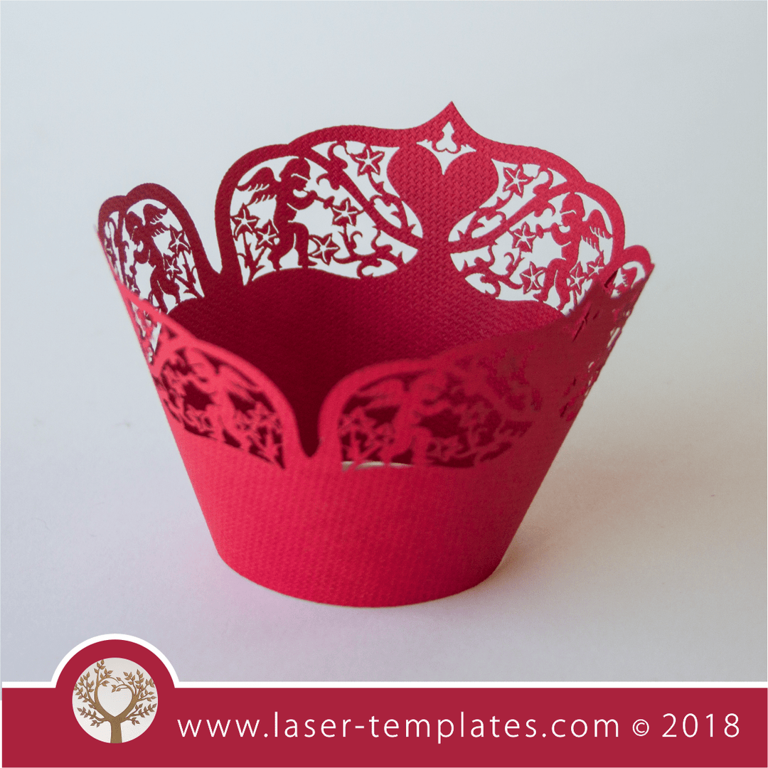 Laser Cut Angel Cupcake Wrapper Template, Download Vector Designs ...