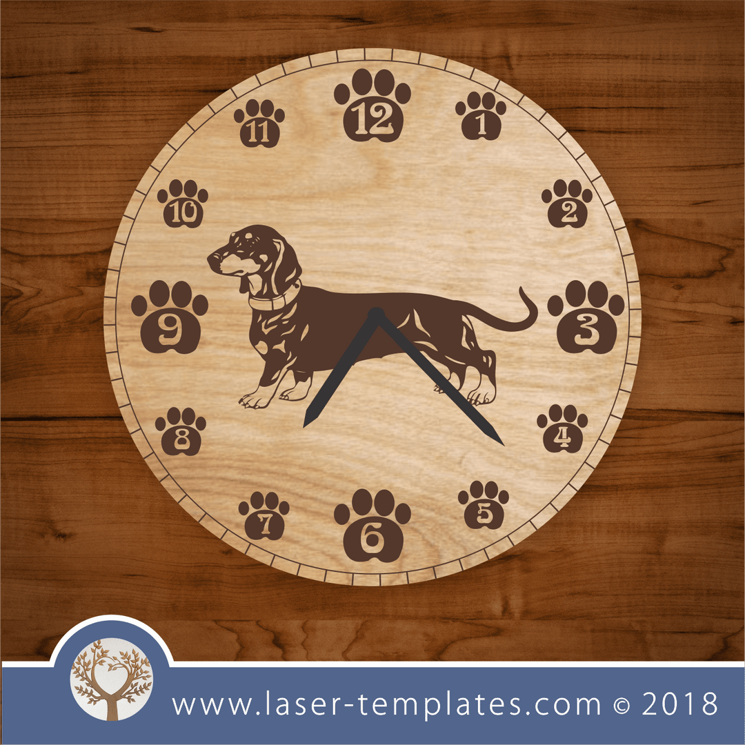 Animal Clock 6 - Daschund – Laser Ready Templates
