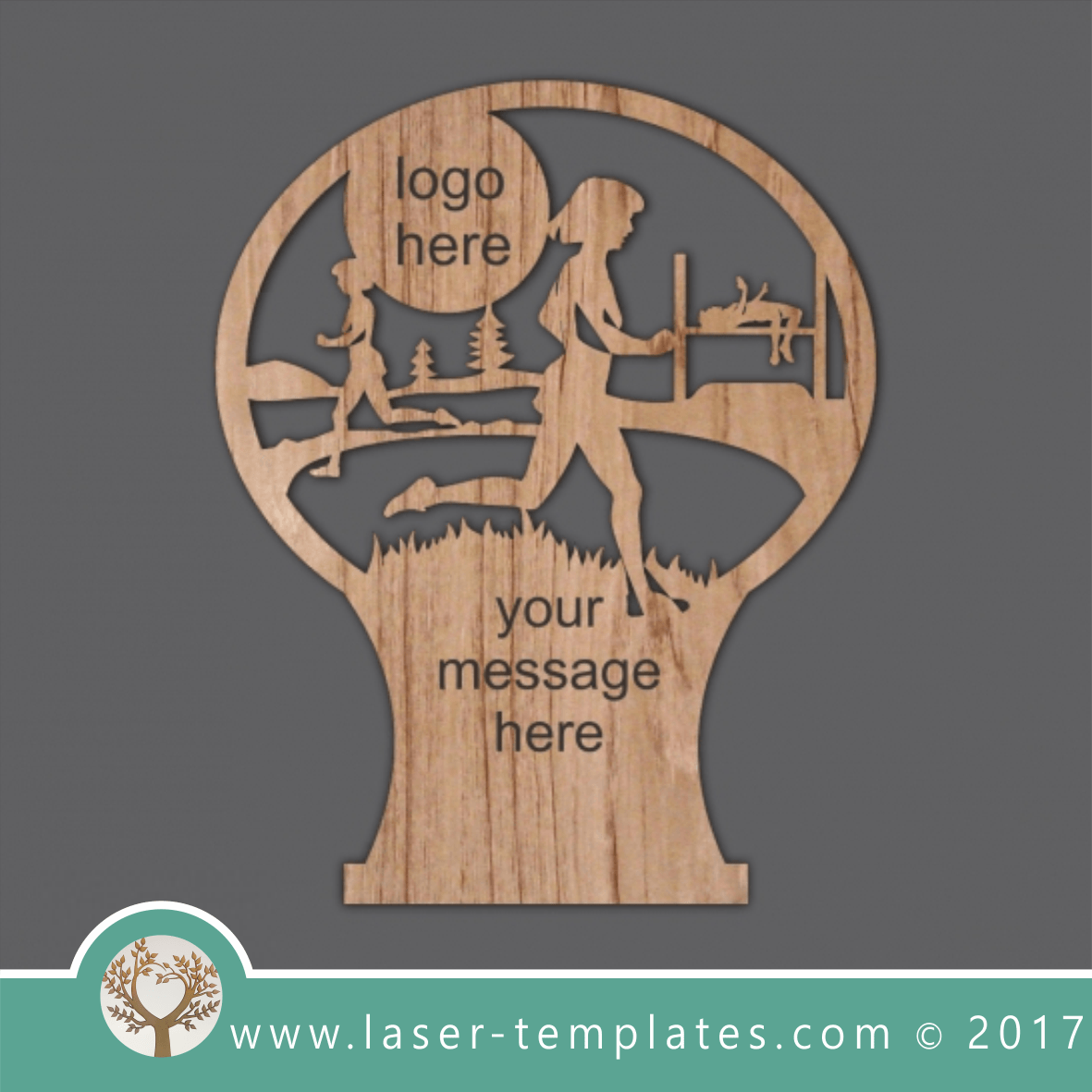 Athletics sport trophy template for laser cutting, Online designs for ...
